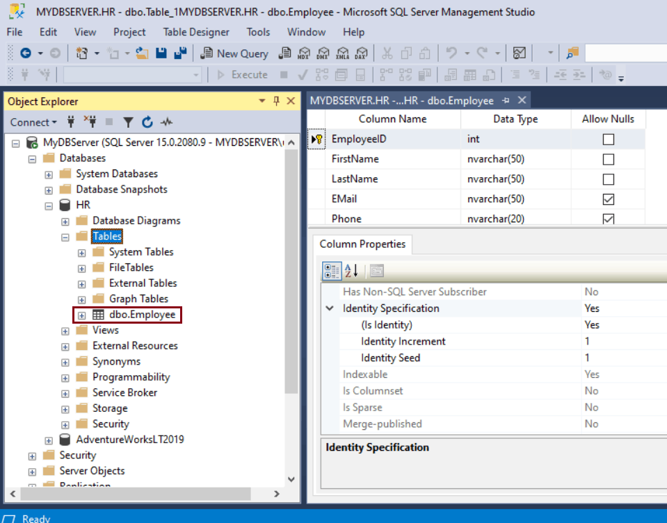 آموزش ایجاد جدول در SQL Server | آتریا